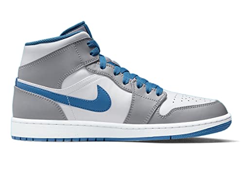 Nike mens Air Jordan 1 Mid Shoes, Cement Grey/White-true Blue, 11