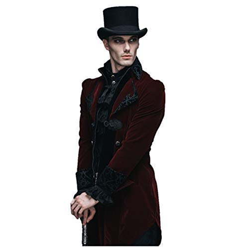 Devil Fashion Men Victorian Gothic Vintage 3-Piece Suit Tailcoat Shirts Pants Set(M) Black