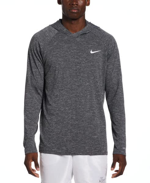 Nike Swim Men's Heather Long Sleeve Hooded Hydroguard Black Medium/Black