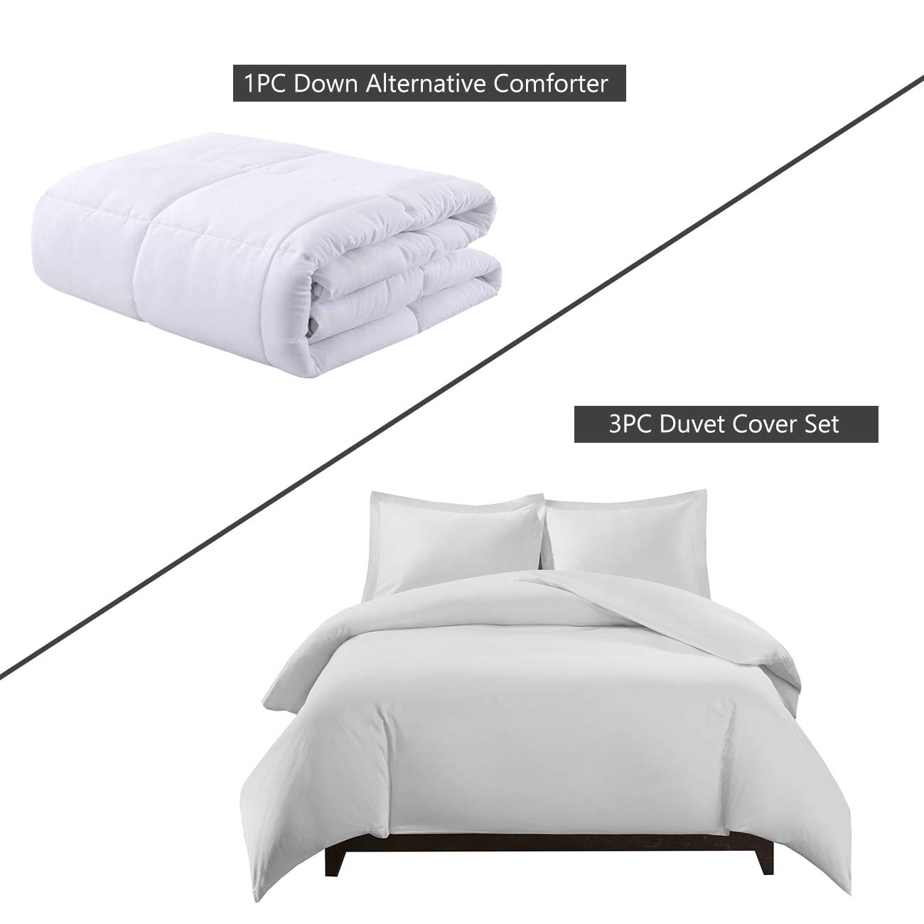 Royal Tradition Viscose from Bamboo Duvet Bedding Set-Medium Weight Down Alternative Comforter (Duvet Insert with Duvet Cover and 2-Shams) King/California King, Solid White