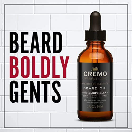 Cremo Beard Oil, Distiller's Blend (Reserve Collection), 1 fl oz - Restore Natural Moisture and Soften Your Beard To Help Relieve Beard Itch