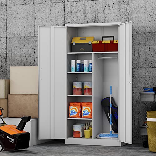 SISESOL Metal Storage Cabinets Locker with Locker Shelf, 71" Armoire Wardrobe Closet with Hanging Rod Storage Locker, Wardrobe Cabinet for Bathroom Storage Cabinet with Doors Lockers for Employees