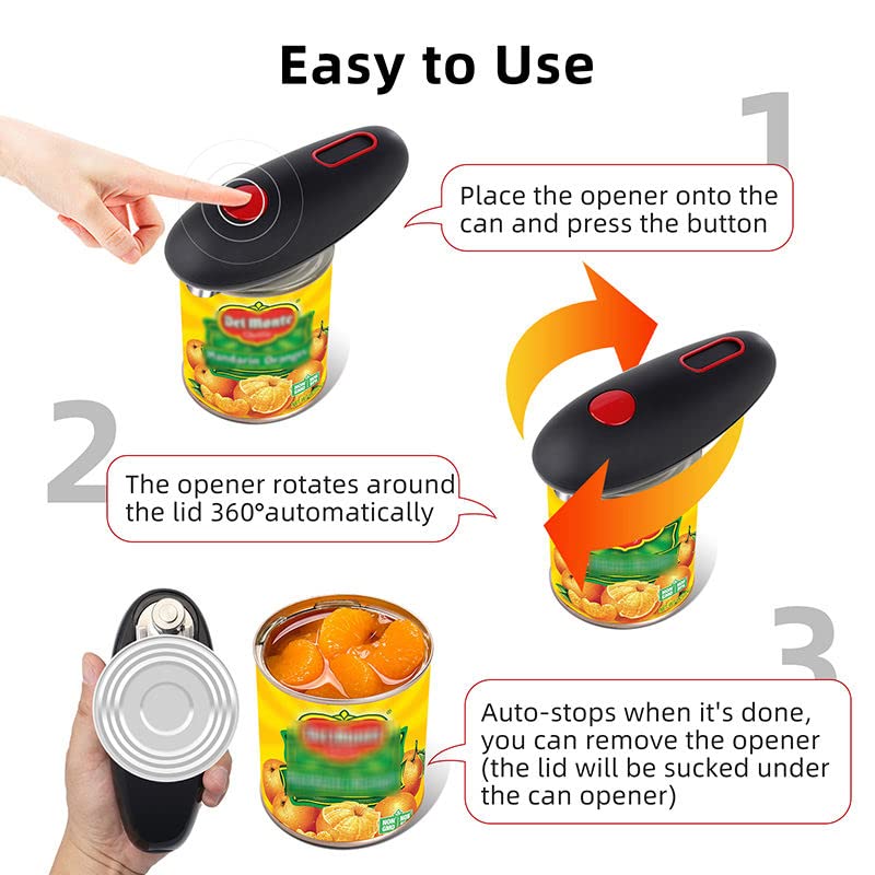 Electric Can Opener One Touch Electric Jar Opener No Sharp Edge Kitchen Gadget Battery Operated Kitchen Gifts for Arthritis and Seniors