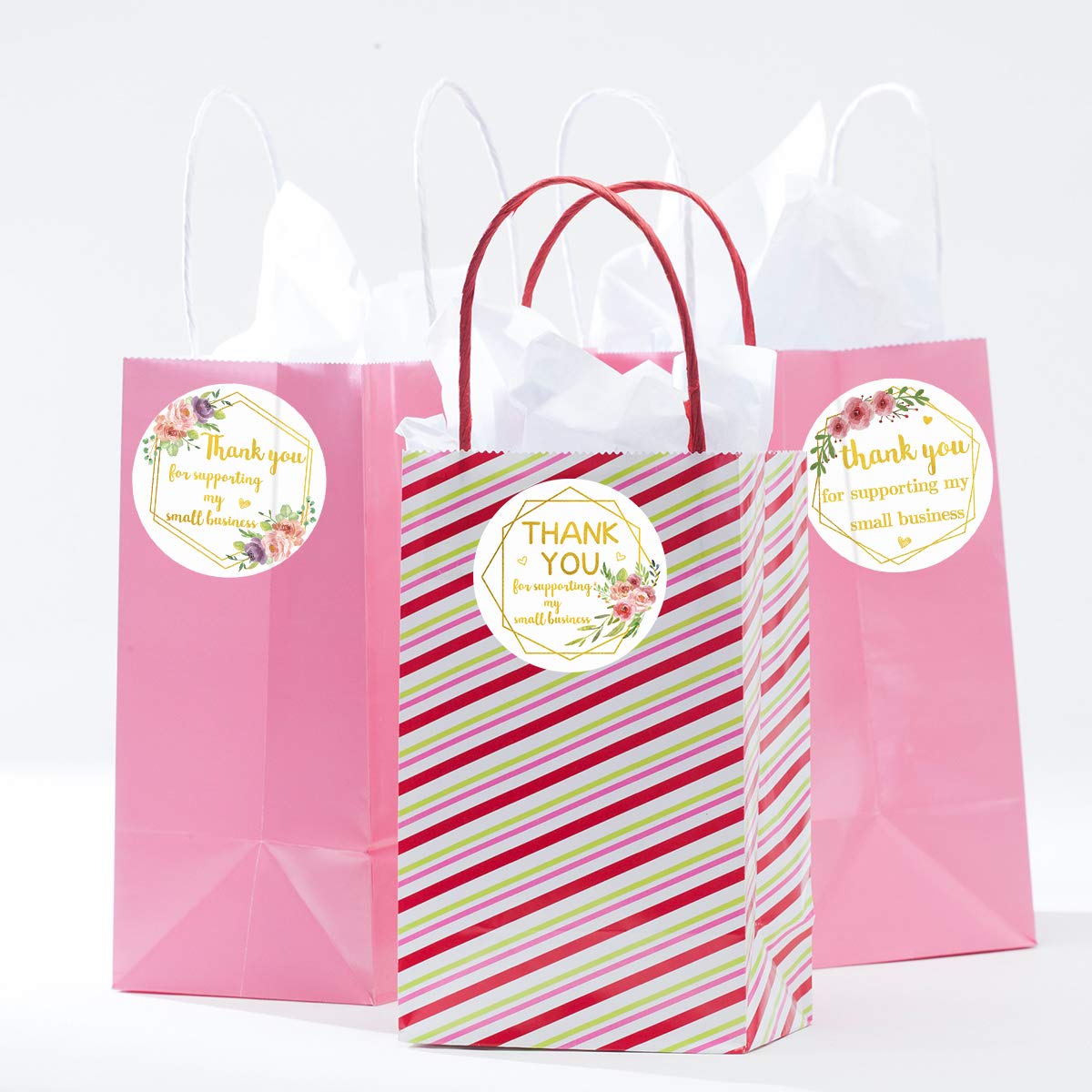 FANCY LAND Thank You for Supporting My Small Business Stickers Floral Appreciation Labels for Shops Homemade Crafts 2" 500 Pcs