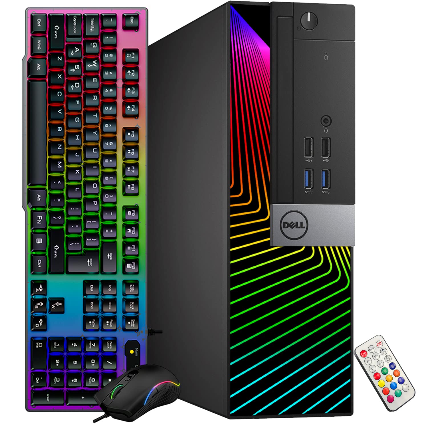 Dell RGB Gaming PC with 27 Inch Gaming Monitor OptiPlex Desktop Computer Intel i7-6700 Quad Core Processor 3.40 GHz NVIDIA GeForce GT 1030 2GB 16GB RAM 512GB SSD Win 10 Pro WiFi HDMI (Renewed)