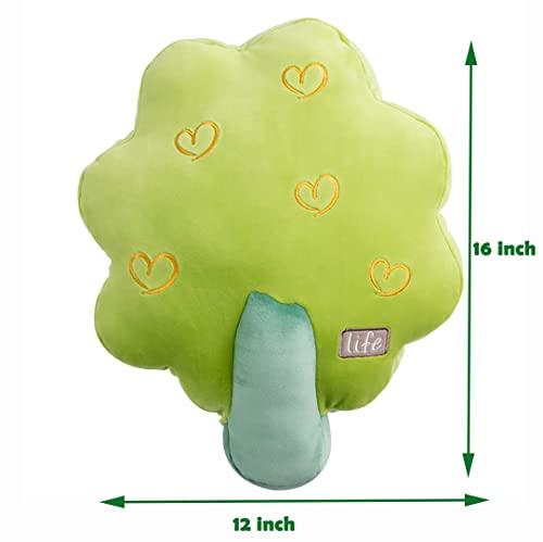 YONLIT Cuddly Tree Stuffed Plant Big Soft Plush Succulent Toy Huggable Throw Pillow Cushion with Luxuriant Branches and Leaves Gifts for Kids Nursery Room Décor 16 Inches (Green)
