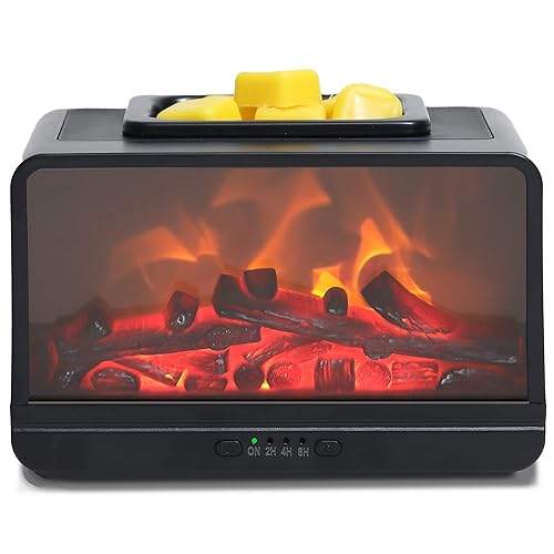 MeplLivs Dynamic Flame Fireplace Electric Wax Melt Warmer PTC Heating Plate Monochromatic Wax Burner Fragrance Wax Warmer for Home Office Gifts & Decor(Black)