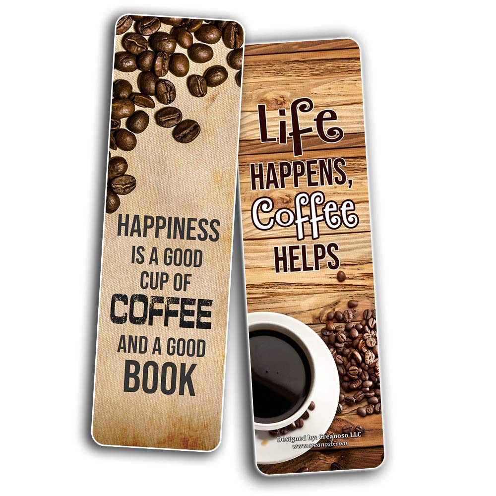 Creanoso Awesome Bookmark Coffee Lover Series I (60-Pack) – Six Assorted Quality Bookmarks Bulk Set – Premium Gift for Coffee Lovers
