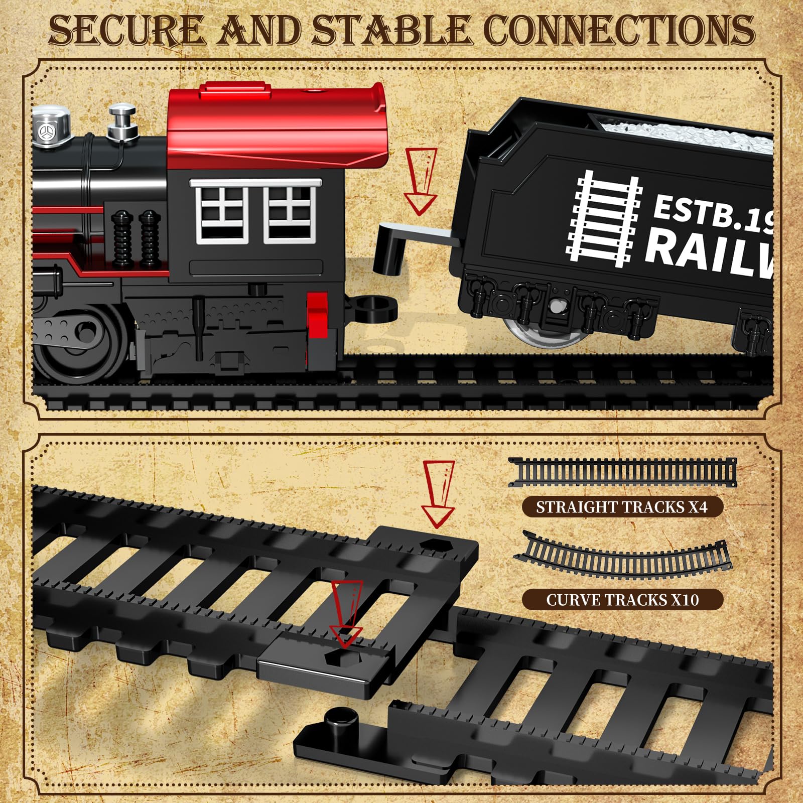 Doloowee Mini Train ElectricTrain Set with Retro Classic Steam(18pcs) Light & Sounds, Gift for Kids, Boys & Girls 3-6 Years