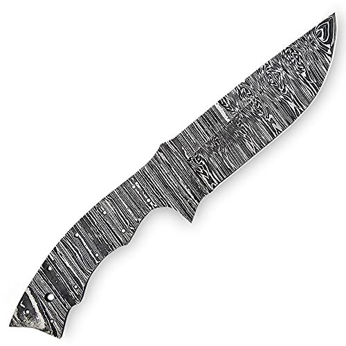 ColdLand Damascus Knife Blank Blade Hand Forged for Hunting Knife Making Supplies, Skinner Blank with Sheath