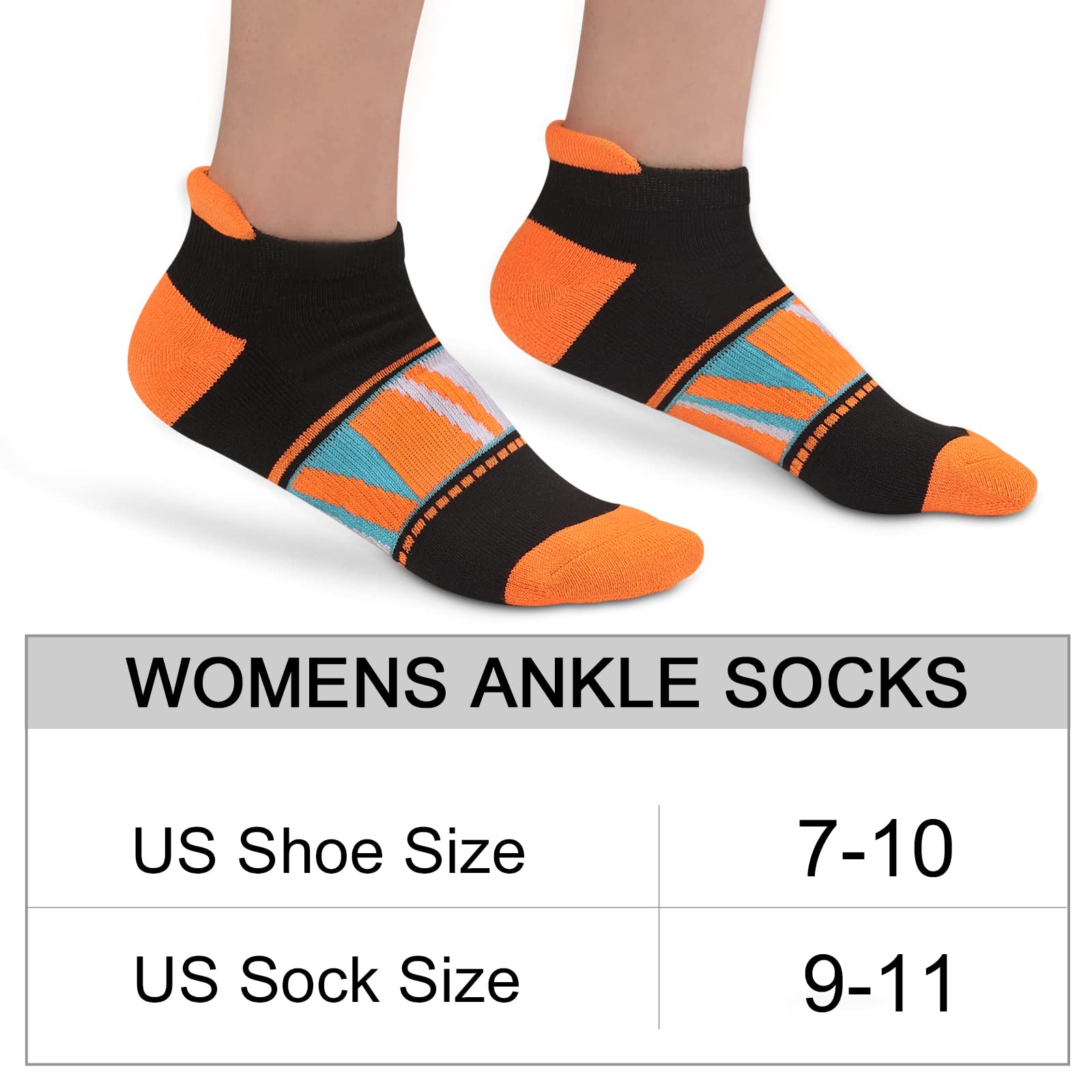 eallco Womens Ankle Socks Athletic Running Cushioned Short Socks Size 9-11 For Women 6 Pairs