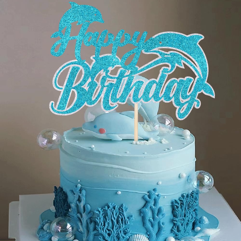 Dolphin Cake Topper Picks Sea Creatures Theme Baby Shower Kids Birthday Party Cake Decorations Supplies