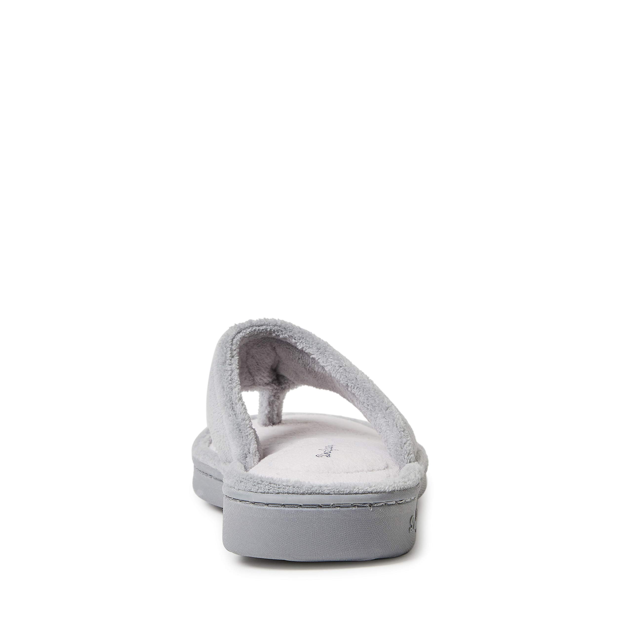 Dearfoams womens Melanie Colorblocked Microfiber Terry Thong Shoe Slipper, Sleet, Medium US