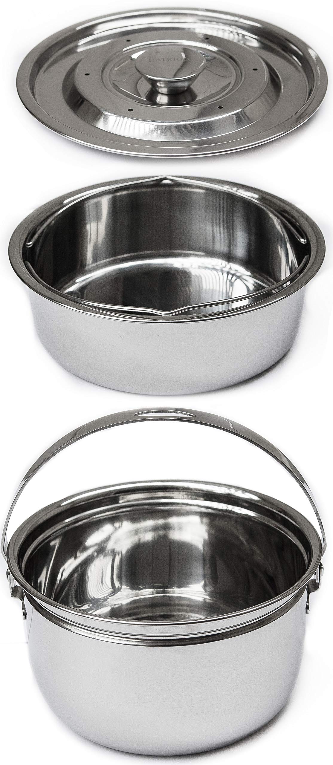 Hatrigo Multi-Purpose Bowl Stackable Steamer Insert Pans for Pot in Pot with Handle Lid, PIP Compatible with Instant Pot Accessories 6 qt 8 qt only, Ninja Foodi Instapot Accessory (7.5 in x 4.5 in)