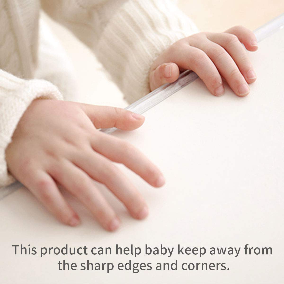 Cunina Transparent Table Edge Furniture Guard Corner Protectors Baby Safety Bumper Strip 1 Rolls 20ft(6m) with 4 Pack Baby Proofing Corner Guard