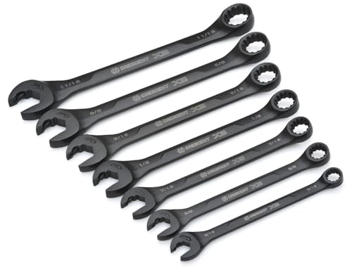 Crescent 7 Piece X6 Black Oxide Spline Open End Ratcheting Combination SAE Wrench Set - CX6RWS7