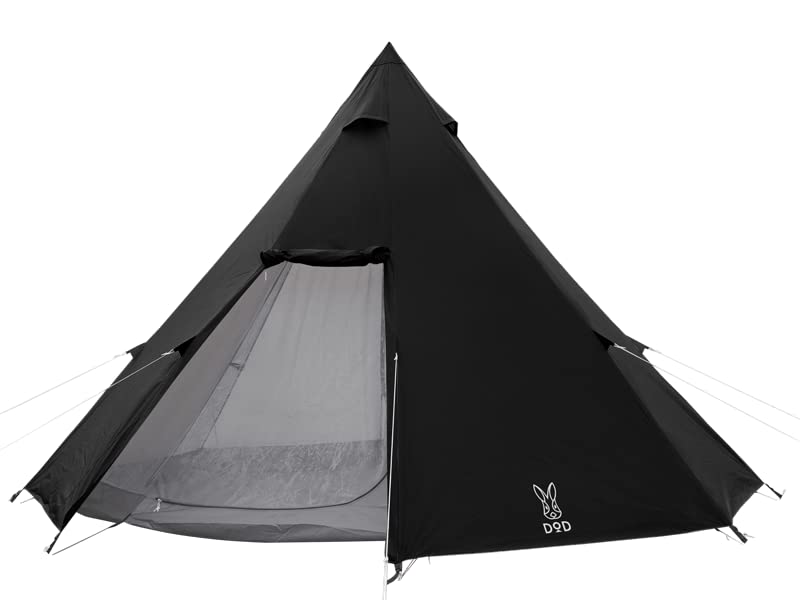 DOD Ichi One Pole Tent - A Roomy Teepee/Tipi Style Tent for Camping - Black - Medium