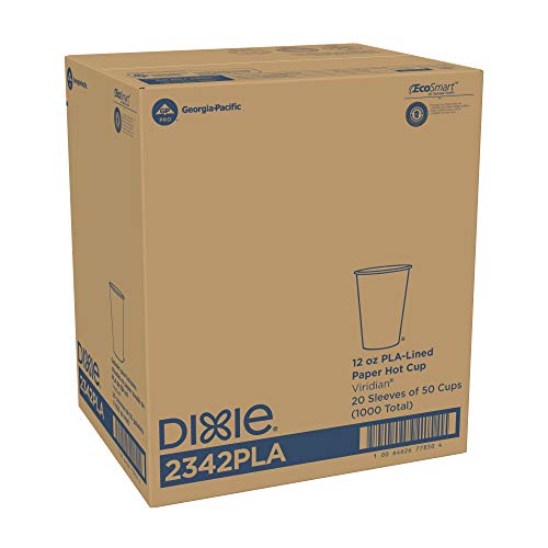 Dixie 12oz PLA-Lined Paper Hot Cup by GP PRO (Georgia-Pacific), Fit Large Lids, Viridian, 1000 Cups, 2342PLA