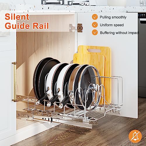 FANHAO Slide Out Cutting Board, Bakeware, and Tray Organizer, Wire Pull Out Kitchen Cabinet Organizer for Pots, Pans, and Lid Cookware, 13.5 inch wide x 17.7 inch deep β Chrome