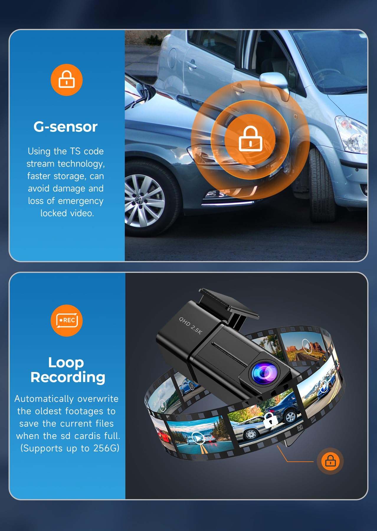 Dash Cam WiFi 2.5K 1440P Front Dash Camera for Cars, E-YEEGER Car Camera Mini Dashcams with App, Night Vision, 24H Parking Mode, G-Sensor, Loop Recording