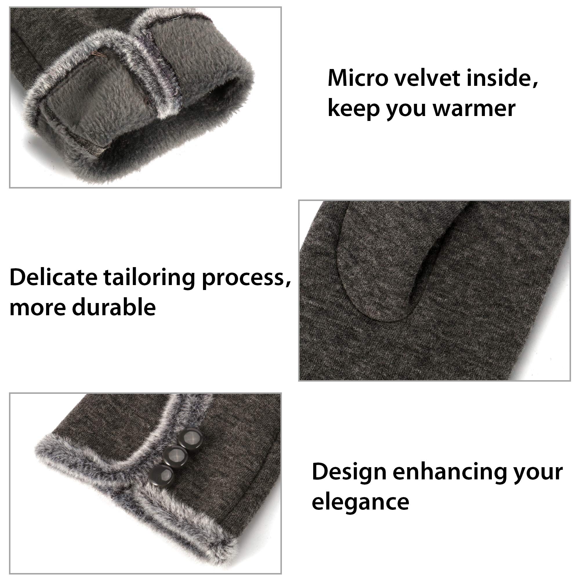 Dimore 3 Pairs Winter Gloves for Women Cold Weather Girls with Touch Screen Fingers Warm Thick Texting (B-3pair(1Black+1Dgrey+1Khaki))
