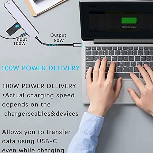 HUIFANGBU USB C Hub 7-in-1 USB C Multiport Adapter with HDMI 100W PD and SD/TF Card Reader