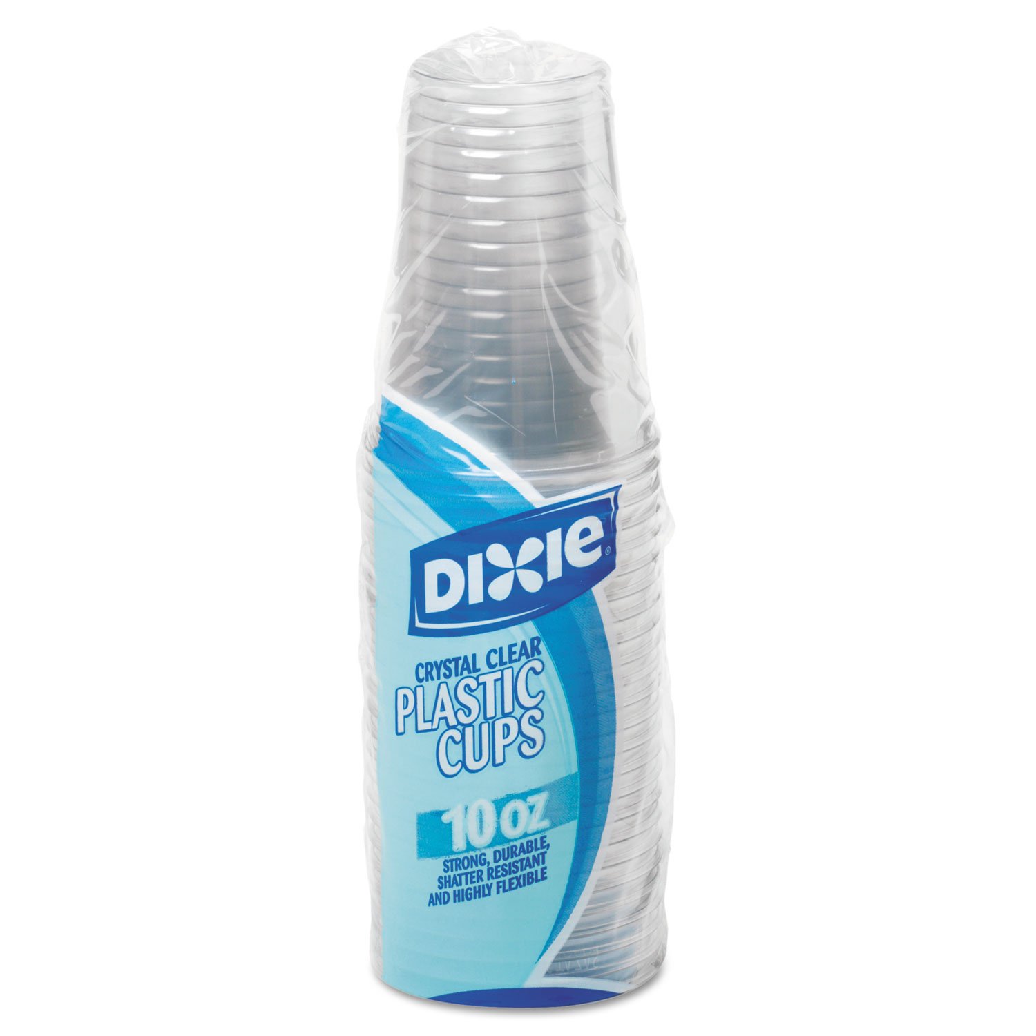 Dixie CP10DX Clear Plastic PETE Cups, Cold, 10oz, WiseSize, 25/Pack, 20 Packs/Carton