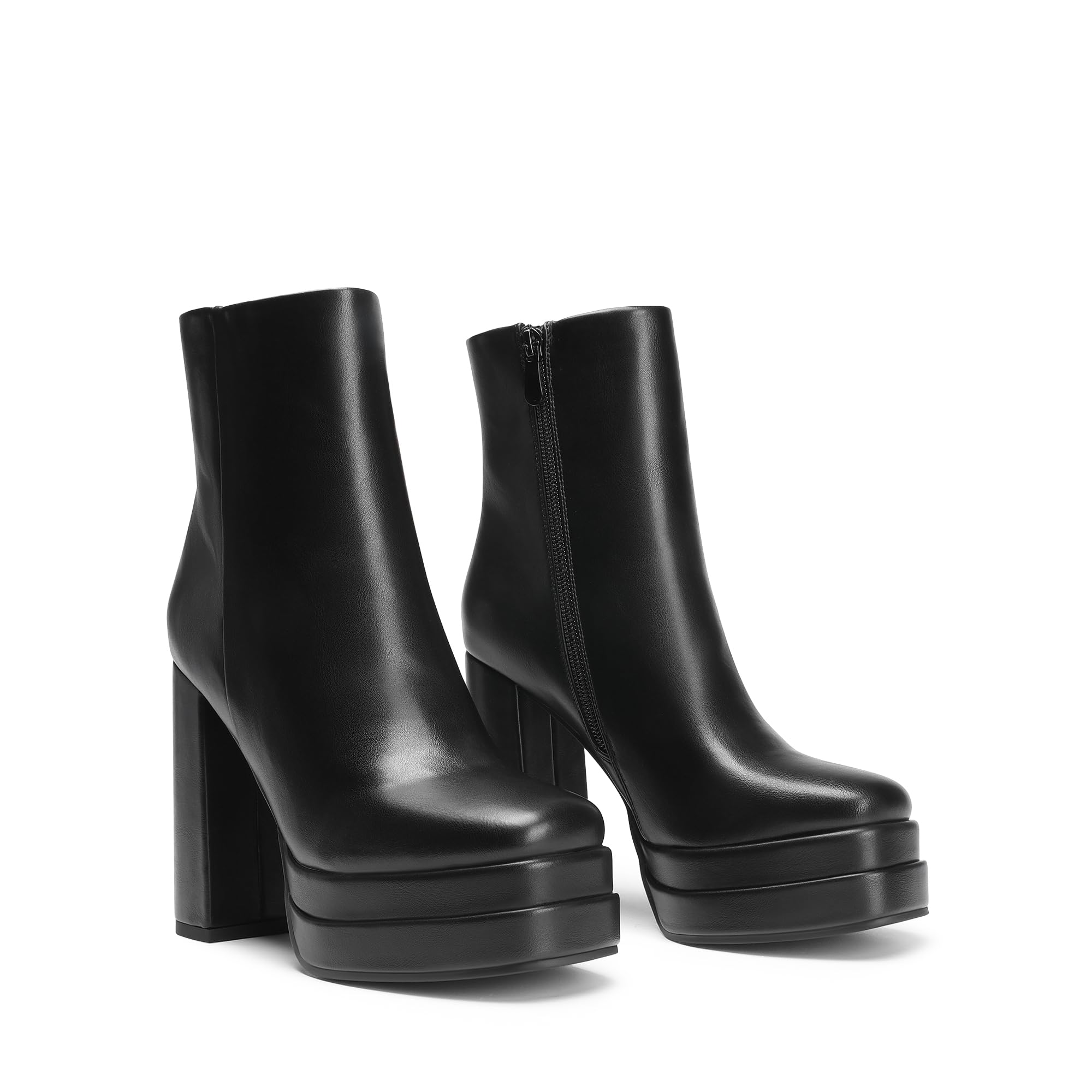 DREAM PAIRS Women's Platform Ankle Boot High Chunky Heels Square Toe Comfort Party Dress Booties Shoes for Women,Size 9,BLACK,SDAB2305W