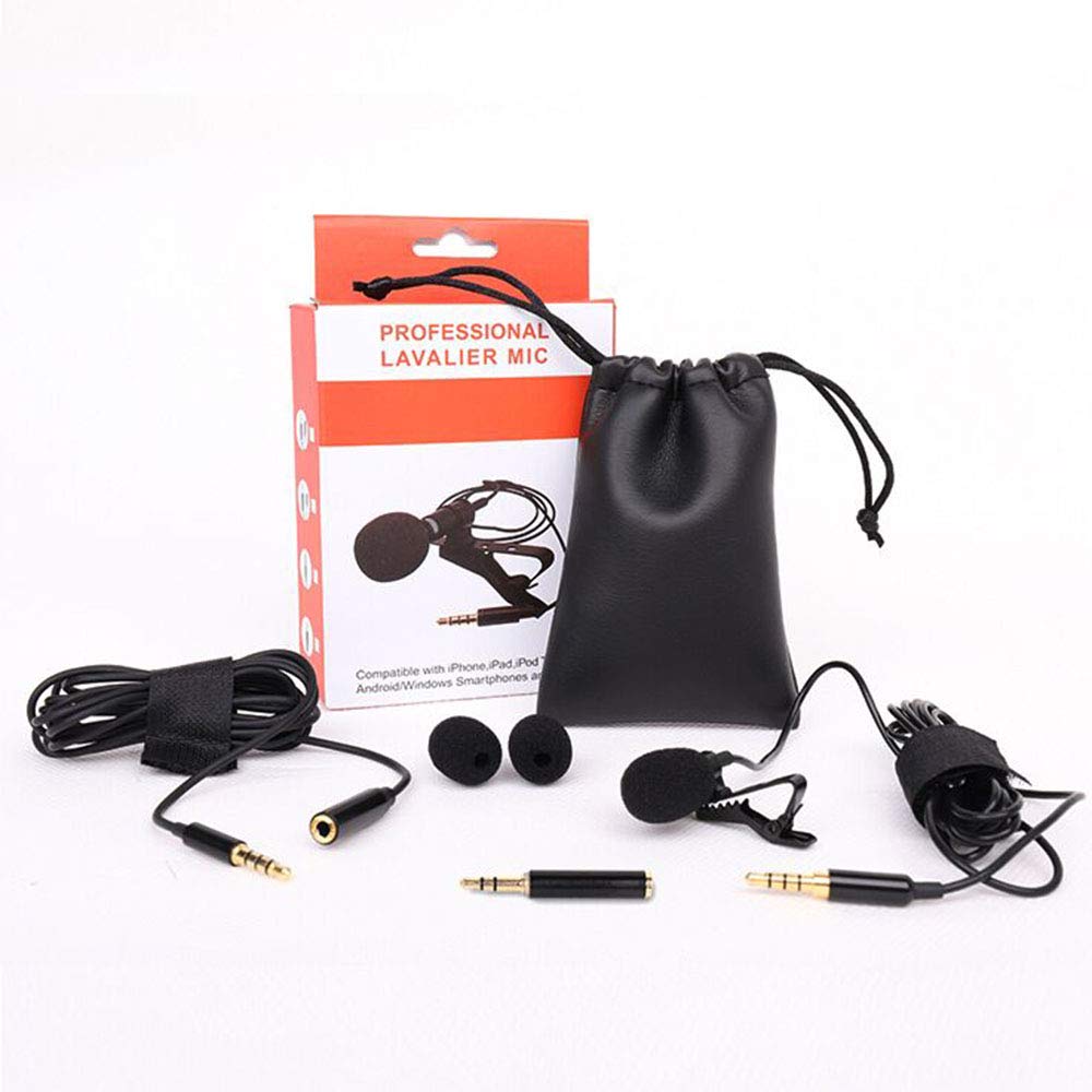 Enkarl Lavalier Lapel Microphone, Proffessional Omnidirectional Condenser Mic Compatible with iPhone Android Smartphone Video Recording Interview YouTube, Noise Cancelling Mic (Microphone Only)
