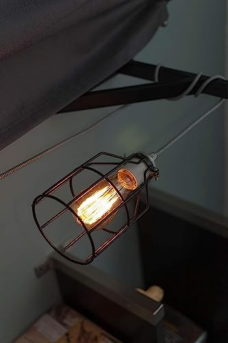 KastLite Metal Bulb Guard - Adjustable Lamp Base for Ceiling Fans - Pendant String Light Vintage Lamp Shade Cover - Wire Fixture Cage - Farmhouse Light Fixture - 4 Lamp Cages for Pendant String Lights