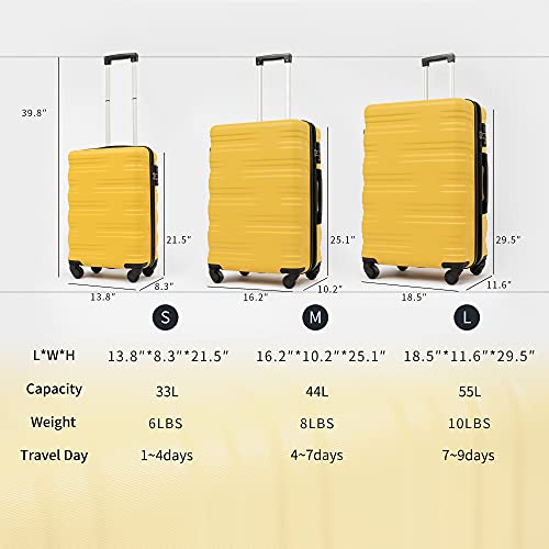 Merax Luggage Sets 3 piece Carry on Luggage Suitcase Sets of 3, Hard Case Luggage Sets Clearance Expandable