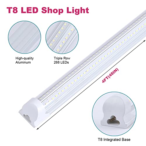 MKUJOO 6 Pack 4FT 60W LED Shop Light, V Shape Integrated T8 LED Tube Light, 6600LM, 6000K Super Bright White,high Output Linkable with Plug for Garage, Workshop,Basement,Warehouse
