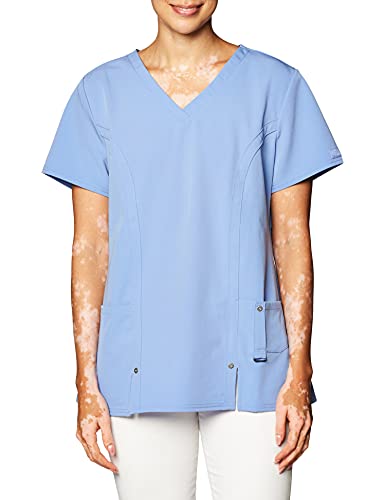 Dickies Women's Xtreme Stretch V-Neck Scrubs Shirt, Ceil Blue, X-Small