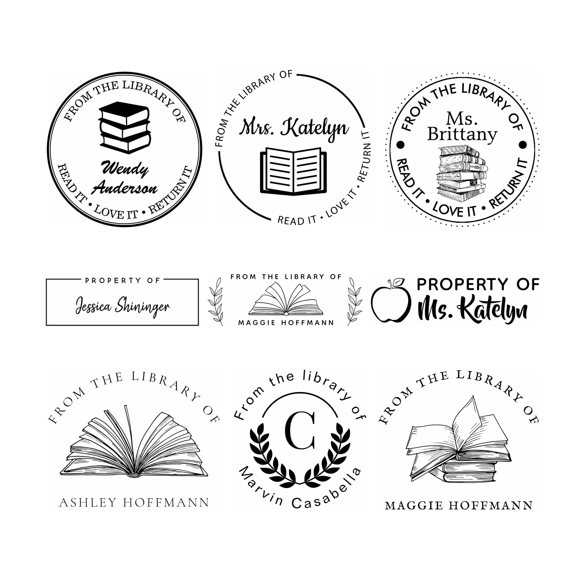 Custom Library Stamp, from The Library of Stamp, This Book Belongs to, Book Stamp
