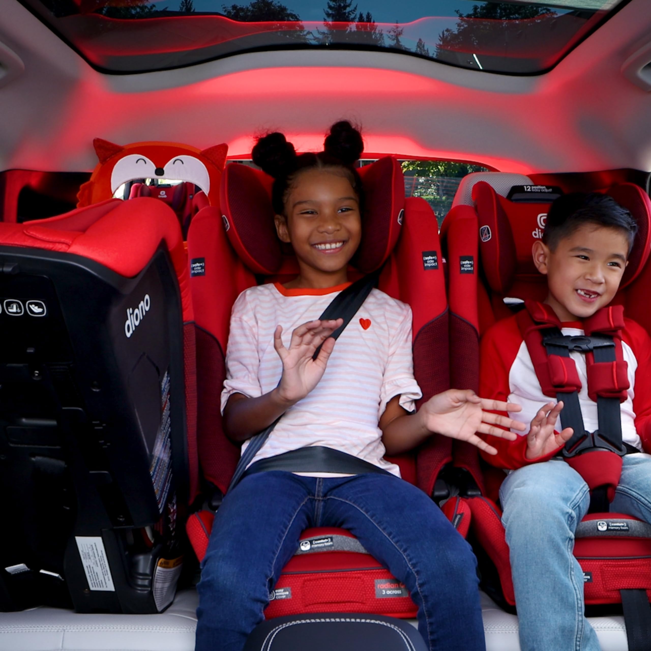 Diono Radian 3QXT 4-in-1 Rear and Forward Facing Convertible Car Seat, Safe Plus Engineering, 4 Stage Infant Protection, 10 Years 1 Car Seat, Slim Fit 3 Across, Red Cherry