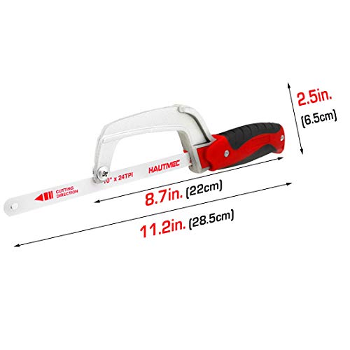 HAUTMEC Mini Hacksaw – Compact Hand Hack Saw Metal Frame With Bimetal HSS Blade HT0035-PL