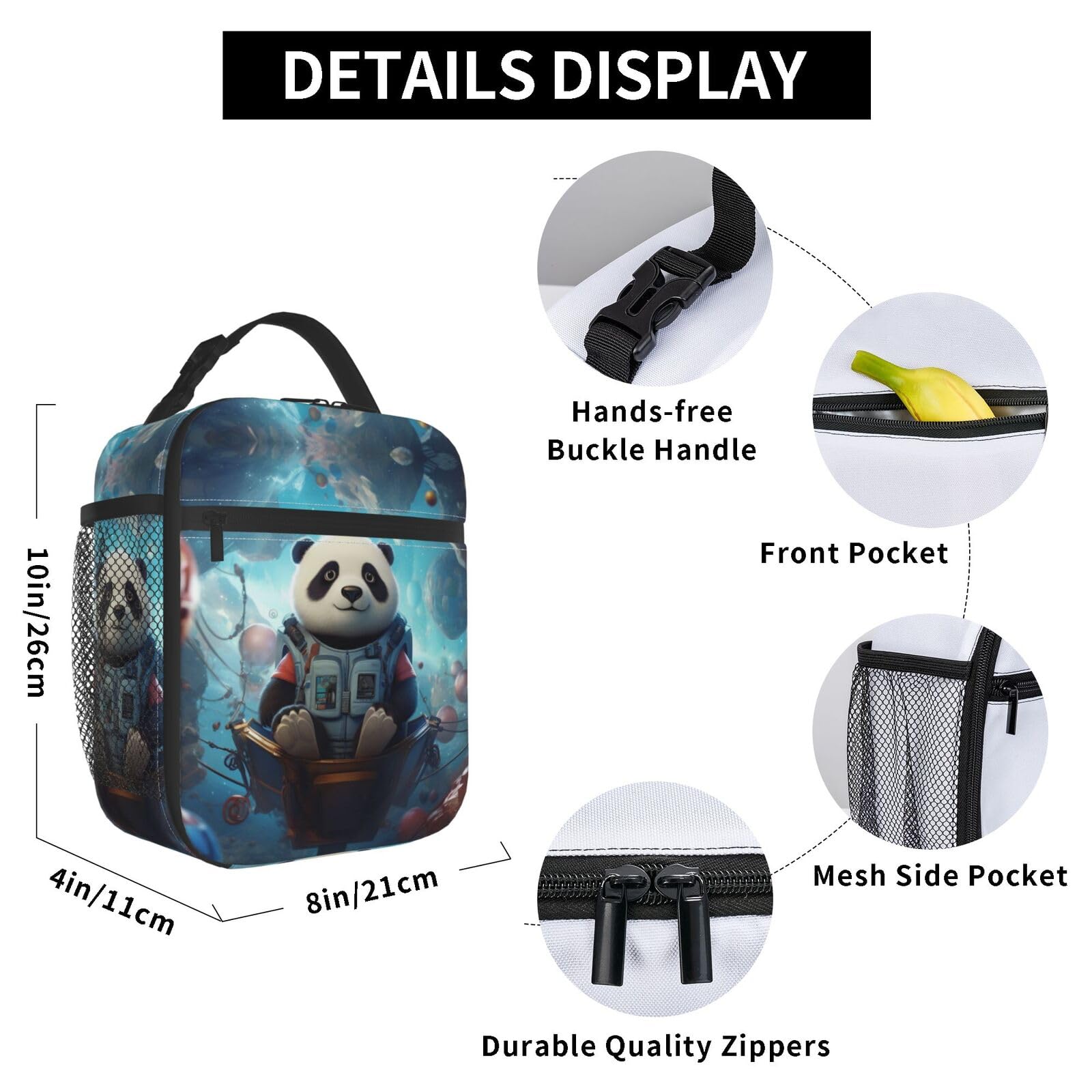 dreambest Panda Animal 3 Piece Large Capacity Backpack Set With Lunch Bag & Pencil Case, Perfect For Travel