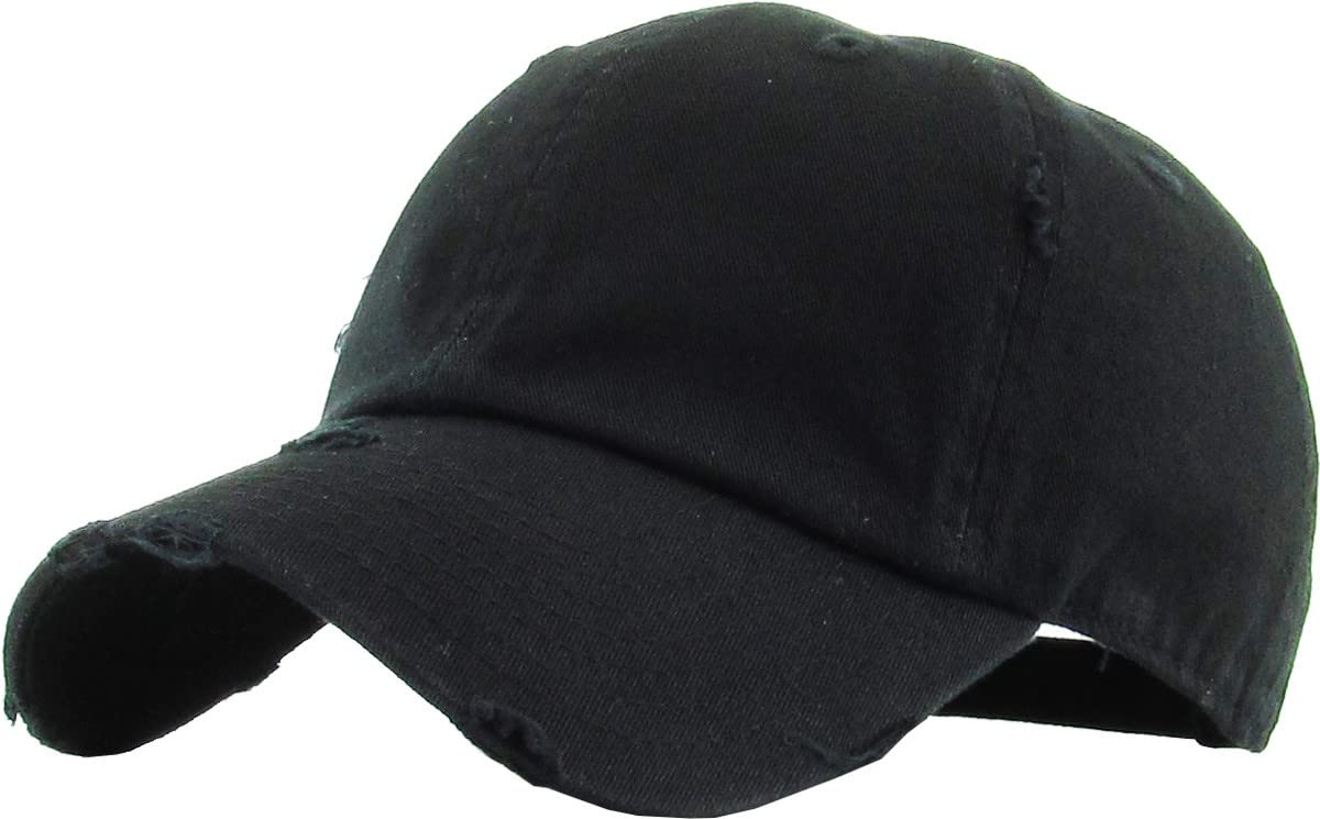 Distressed Baseball Cap KB4005 / Custom Hats/Embroidery Hats/Monogram Hats/Custom Caps (Black)
