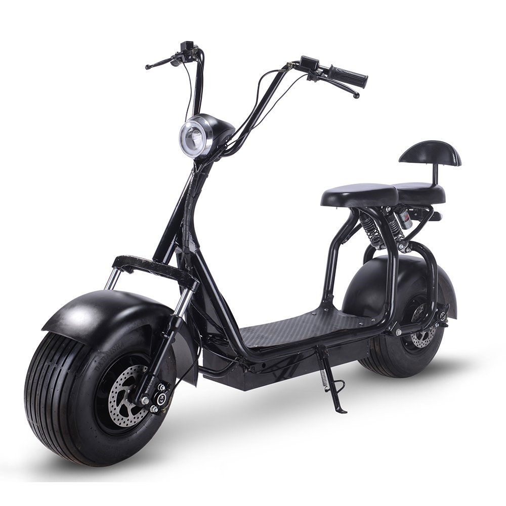 Electric 60V 1000W Fat Tire Scooters,Adult Citycoco with 2 Seat Power Scooter WERCS Battery Certificate,Key Start and Power Display (Cool Black)