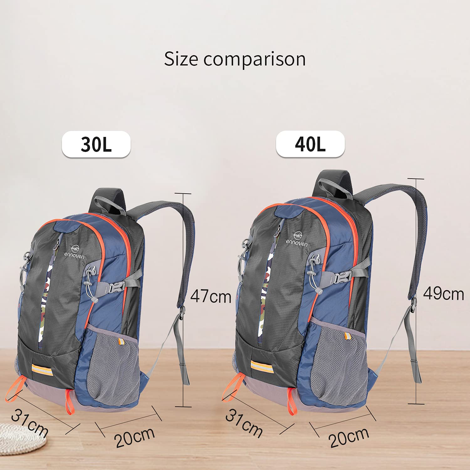 ennoven Tavel Backpack for Men Women-Water Resistant LightWeight hiking Daypack, Suitable for Camping, Hiking, Travel