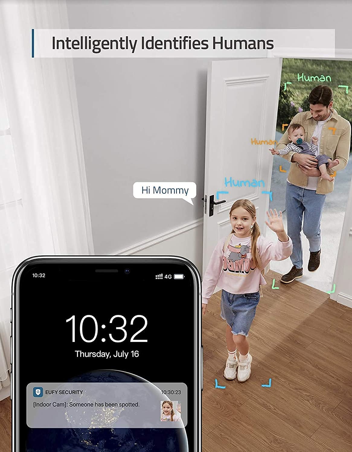 eufy Security Solo IndoorCam P24, 2K Security Indoor Camera Pan & Tilt, Plug-in Security Indoor Camera with a 32GB microSD Card, Human & Pet AI (Renewed)