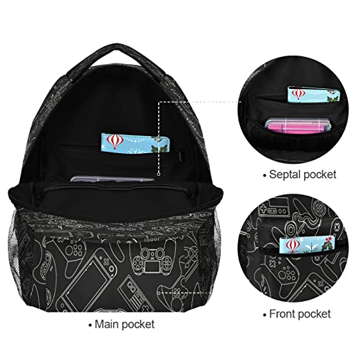 MNSRUU Gamepad School Backpack for Kid 5-12 yrs,Game Controller Backpack Boy School Bag