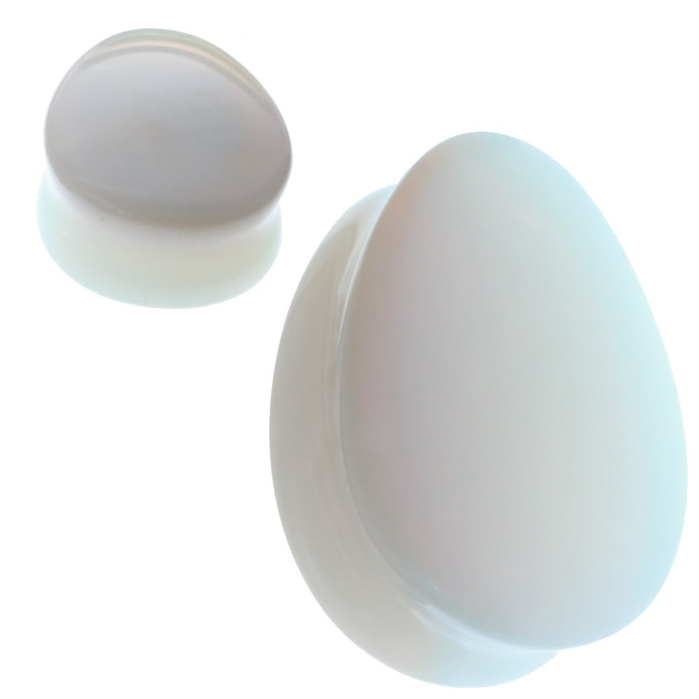 Ear Gauges Ear Plugs SoScene Opalite Teardrop Shape Organic Stone Sold in Pairs (16MM-5/8 INCH)