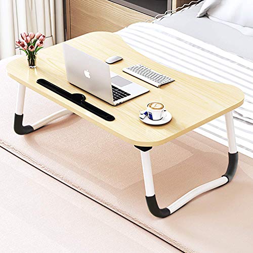 Widousy Laptop Bed Table, Breakfast Tray with Foldable Legs, Portable Lap Standing Desk, Notebook Stand Reading Holder for Couch Sofa Floor Kids - Standard Size(White)