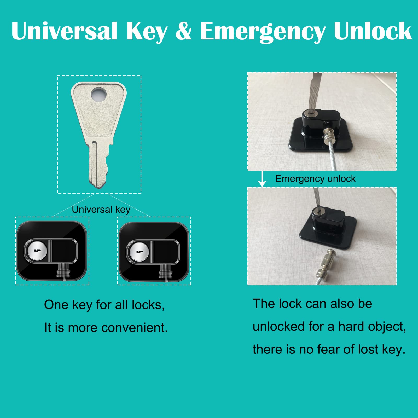 FANYAQIN Fridge Lock, 2 Pack Refrigerator Lock for Kids with Keys, Child Locks for Cabinets, Drawers, Refrigerator, Oven, Toilet, Adhesive Cabinet Locks Childproof Black