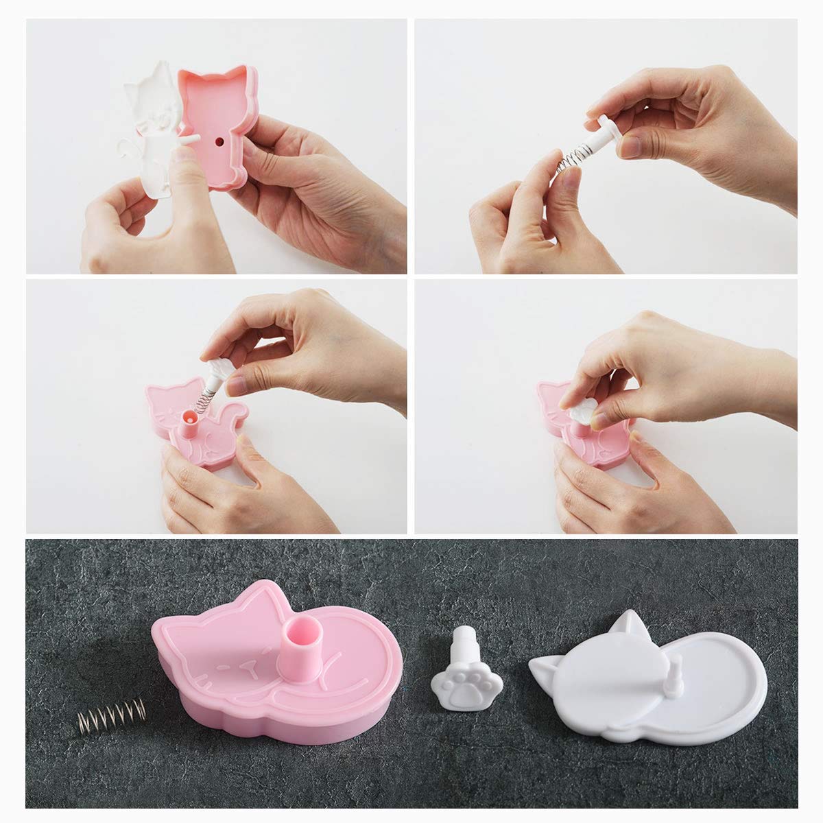GOODFEER Cookie Cutters Cat Shape,3pcs Animal Cookie Stamps for Baking, bladeless safety Baking Molds For Biscuit