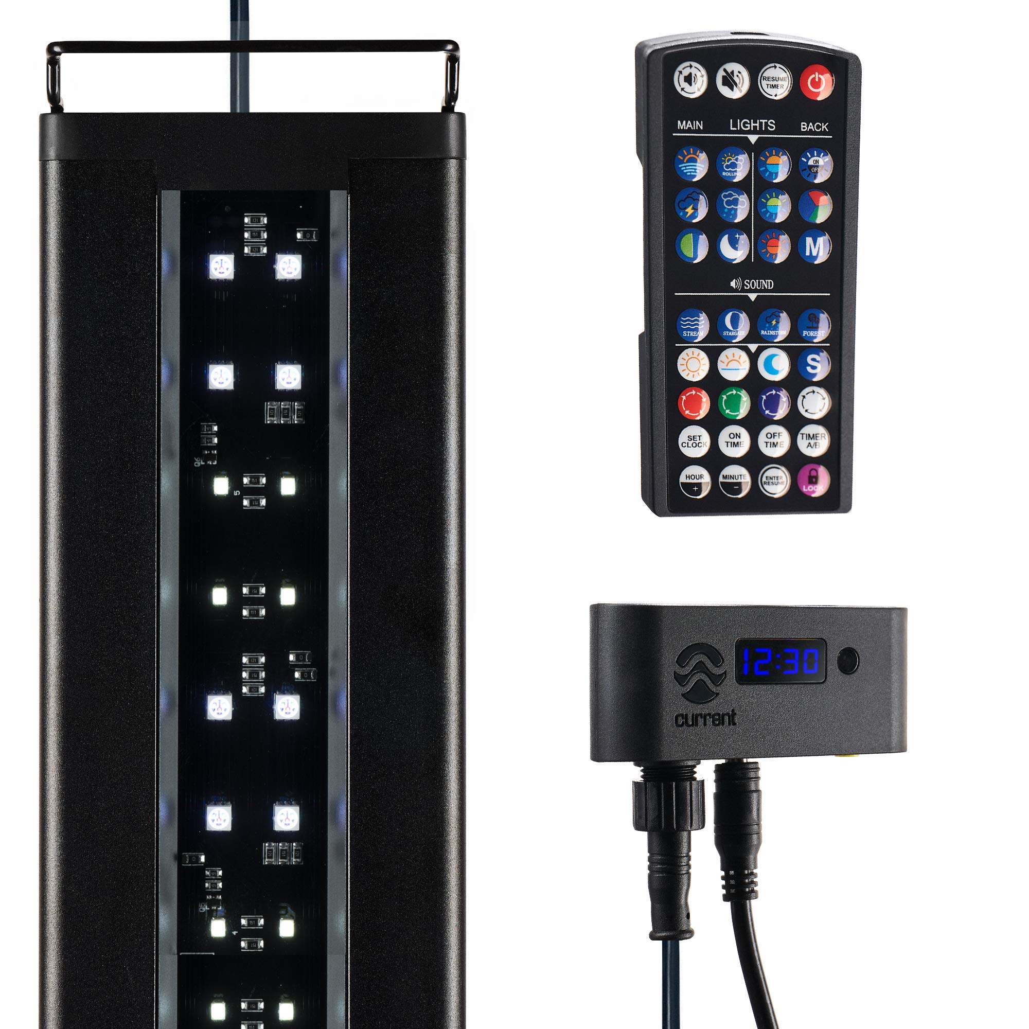Current USA 36-48" Inch Satellite Freshwater LED Plus Full Spectrum RGB+W Light for Aquariums | Wireless 24 Hour Remote Control Fish Tank Lighting (4507)
