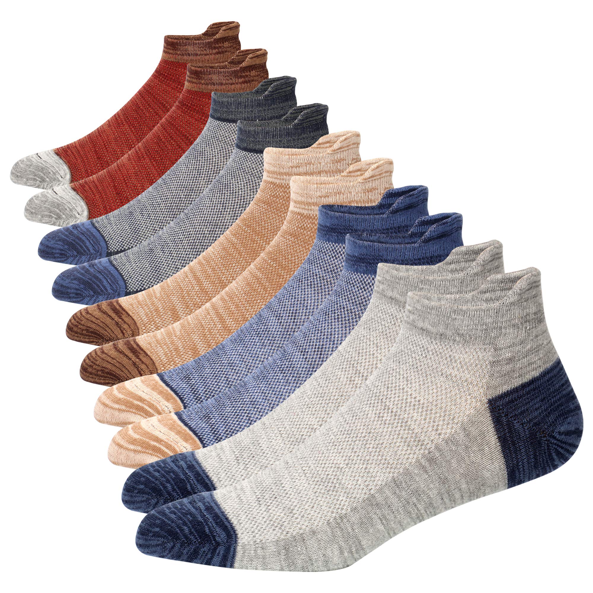 Diravo 6-8 Pairs Mens Athletic Breathable Ankle Socks Non-slid Low Cut Socks Cotton Mesh Top Fresh Ventilation Socks (Multicolor-5)