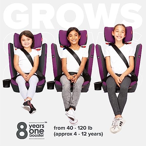 Diono Monterey 5iST FixSafe High Back Booster Car Seat with Expandable Height and Width, Compact Fold to Full Size Booster, Foldable, Portable Booster for Go-Anywhere Travel, Purple Plum