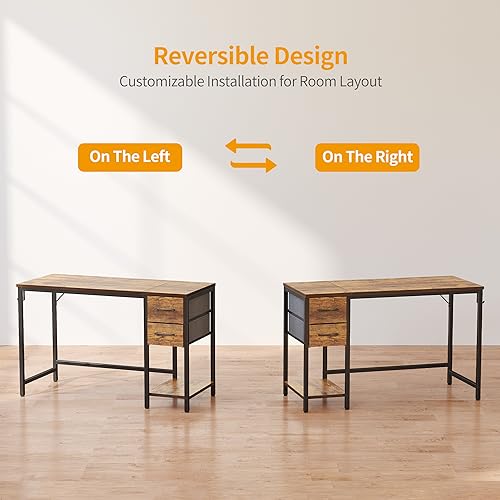 CubiCubi Computer Home Office Desk with 2 Drawers, 40 Inch Small Desk Study Writing Table, Modern Simple PC Desk, Black
